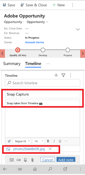 Mobile Timeline: Activate Camera feature under timeline from Dynamics ...